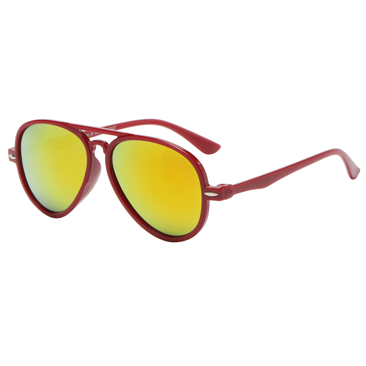 OWL Kids Aviator Sunglasses UV400 Mirror Lens Red Plastic Frame ...