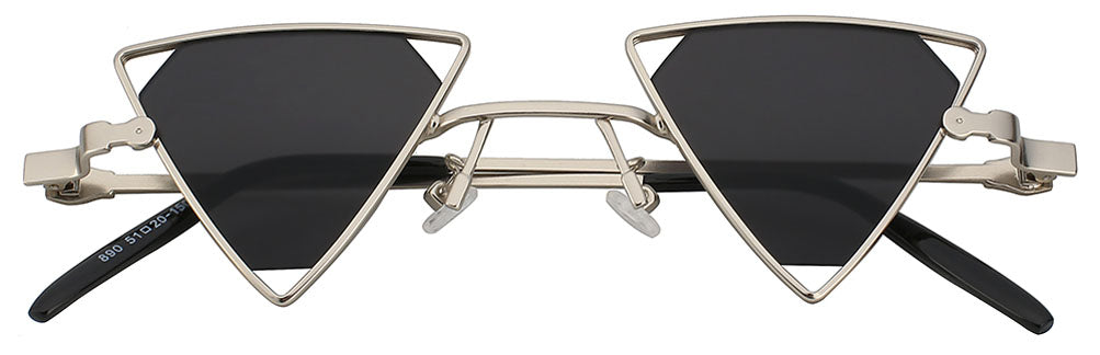 OWL Metal Frame Triangle Sunglasses UV400 Smoke Lens - Silver Frame ...